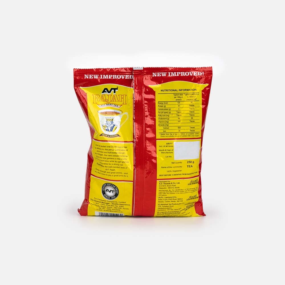 Buy AVT Rajah CTC Dust Tea 250g Poly pouch Online | AVT